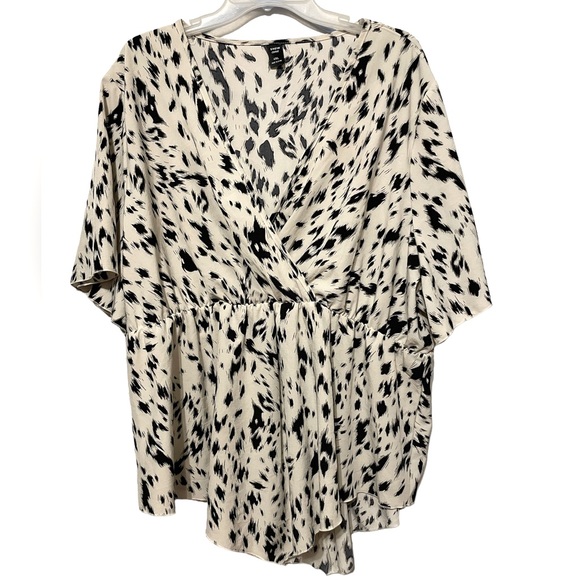 SHEIN | Tops | Womens Plus Size 4x Shein Curve Animal Print White And Black Peplum Blouse Top ...